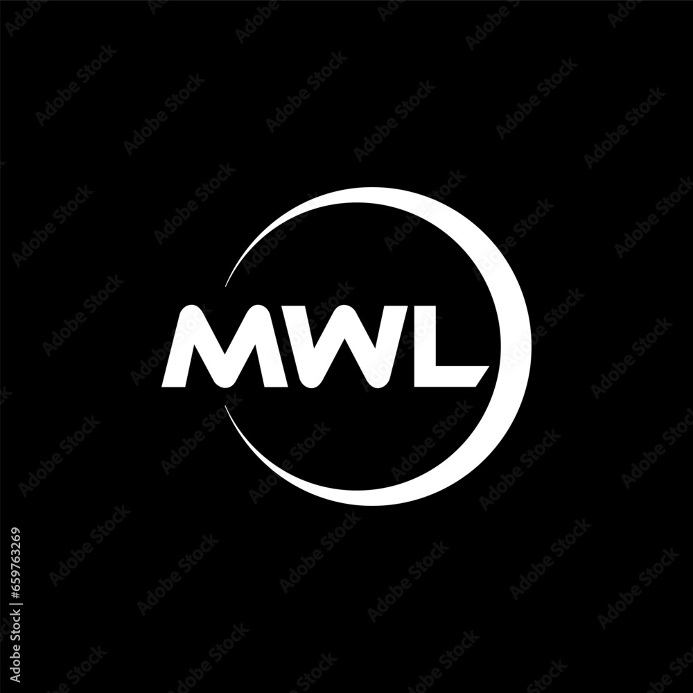 MWL letter logo design with black background in illustrator, cube logo ...