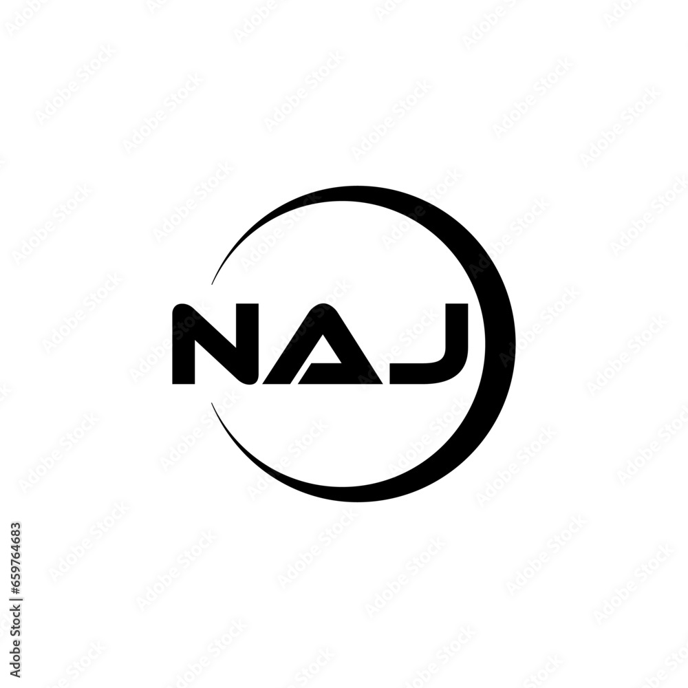 NAJ letter logo design with white background in illustrator, cube logo ...