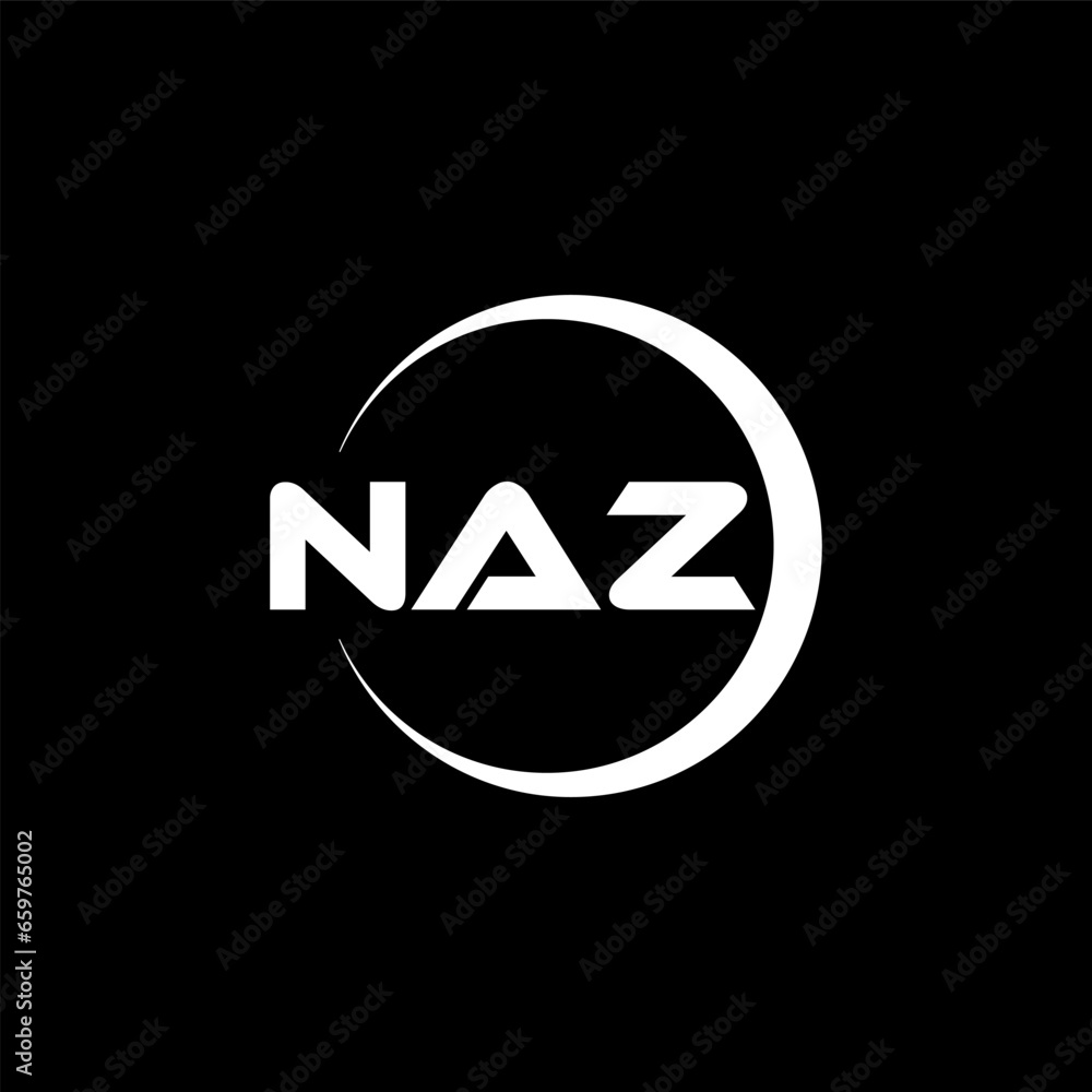 NAZ letter logo design with black background in illustrator, cube logo ...