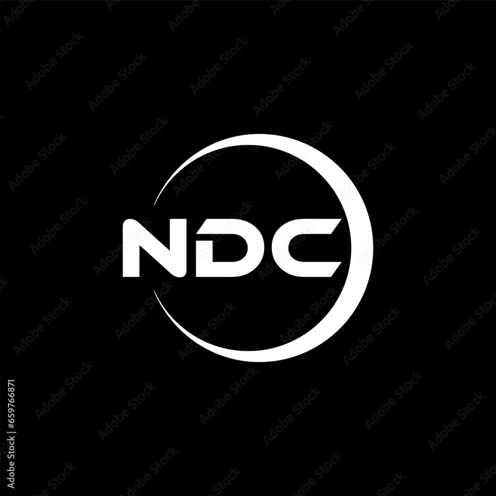 NDC letter logo design with black background in illustrator, cube logo ...