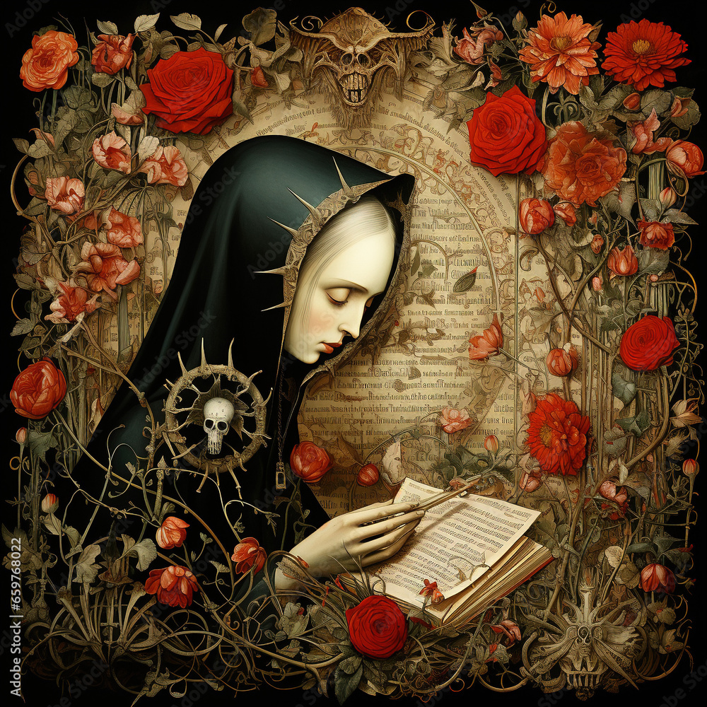 Vintage Paper Nun Of Floral Digital Paper Clip Art Sublimation ...