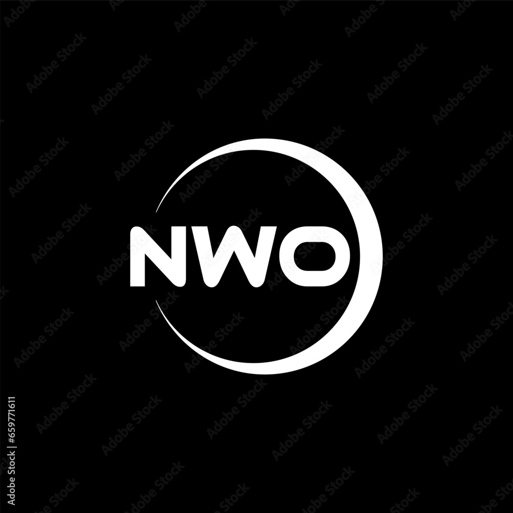 NWO letter logo design with black background in illustrator, cube logo ...