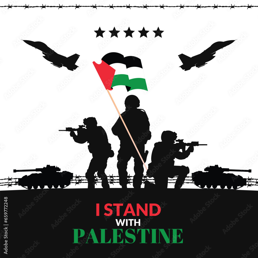 I stand with Palestine. Israel vs Palestine war concept. EPS editable ...