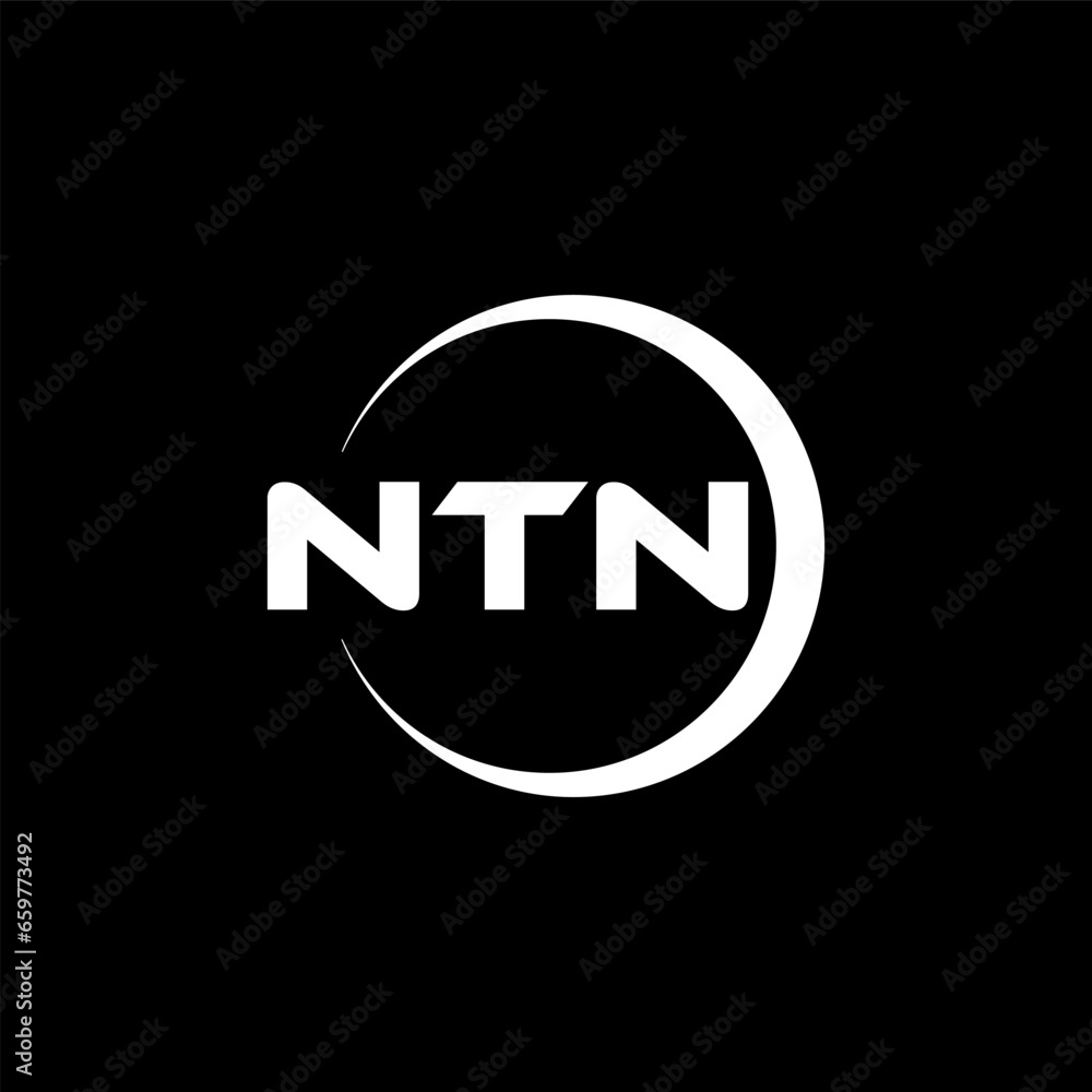 NTN letter logo design with black background in illustrator, cube logo ...