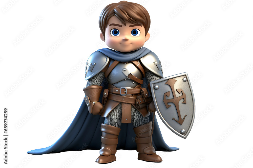 Medieval Knight: 3D Cartoon Male Character with Crossed Arms on ...