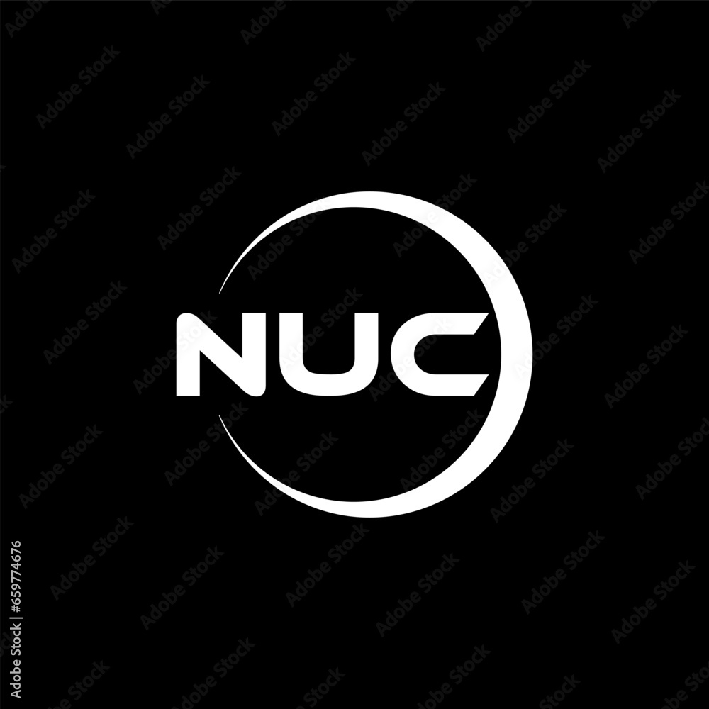 NUC letter logo design with black background in illustrator, cube logo ...