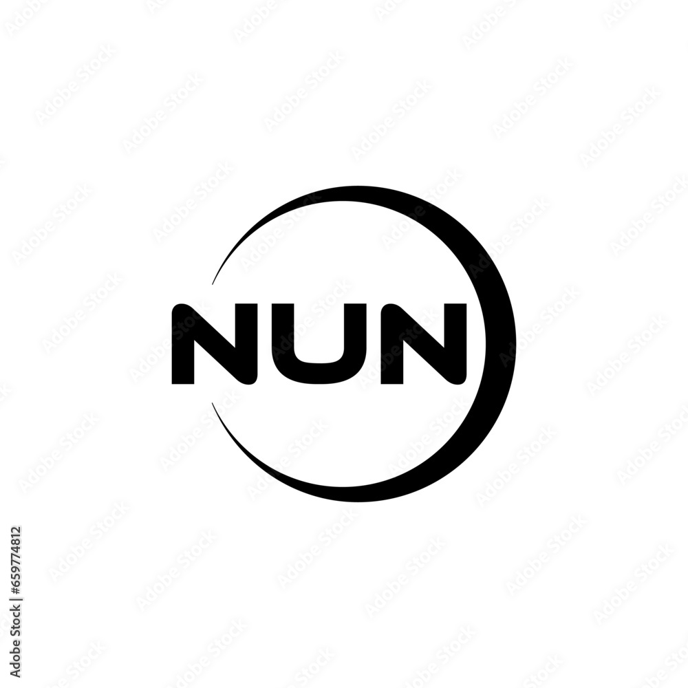 NUN letter logo design with white background in illustrator, cube logo ...