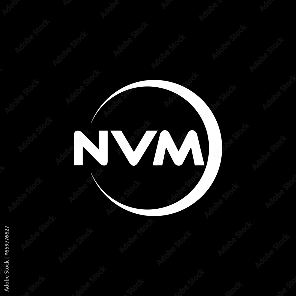 NVM letter logo design with black background in illustrator, cube logo ...