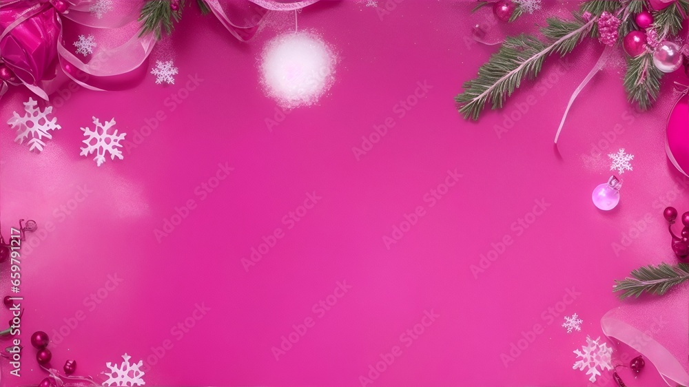 Christmas Fuchsia Color Background With Copy Space. Beautiful Christmas ...