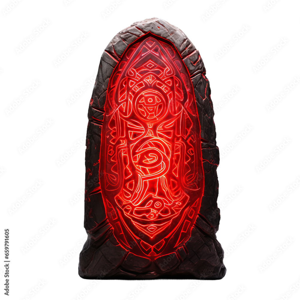 Glowing red runestone isolated on transparent background. Generative AI ...