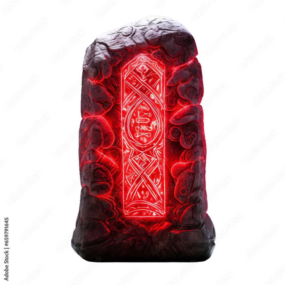 Glowing red runestone isolated on transparent background. Generative AI ...