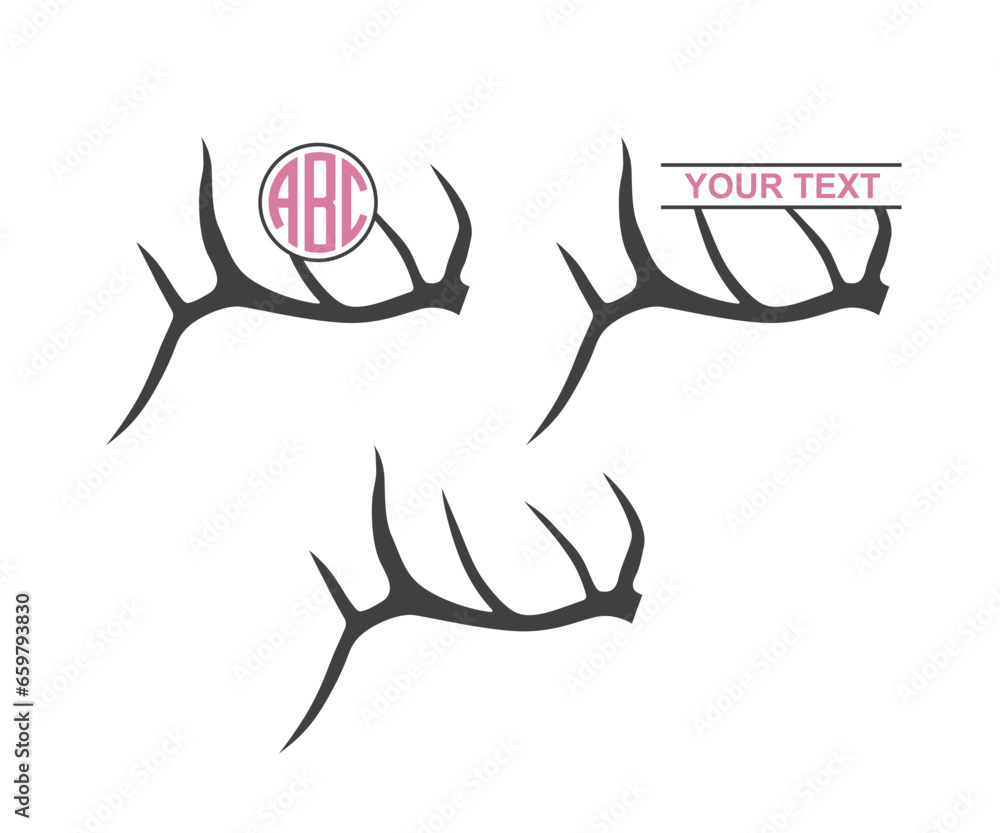 Deer Antler monogram svg, Deer Antlers, Antlers Monogram Svg, Reindeer ...