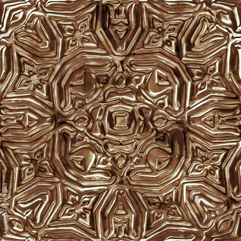 In-depth engraving on a polished metal surface. Etchings modern ...