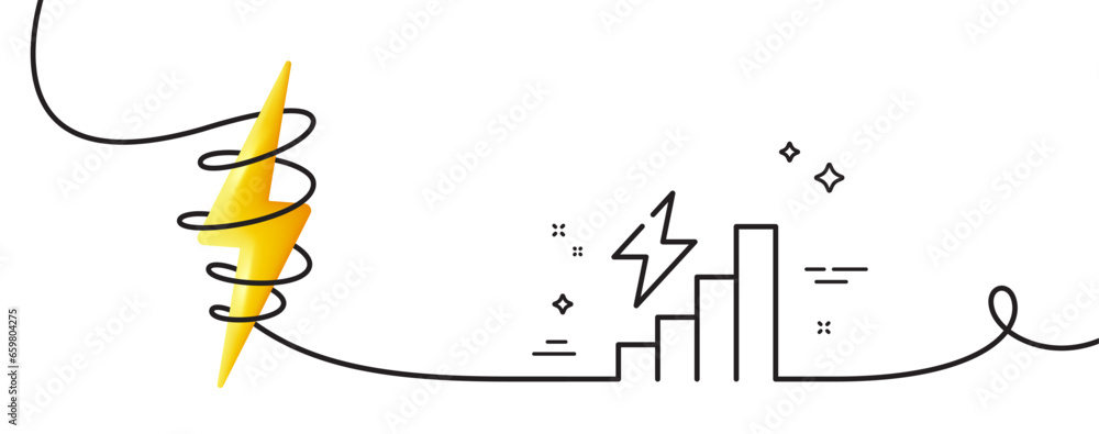 Consumption growth line icon. Continuous one line with curl. Electric ...