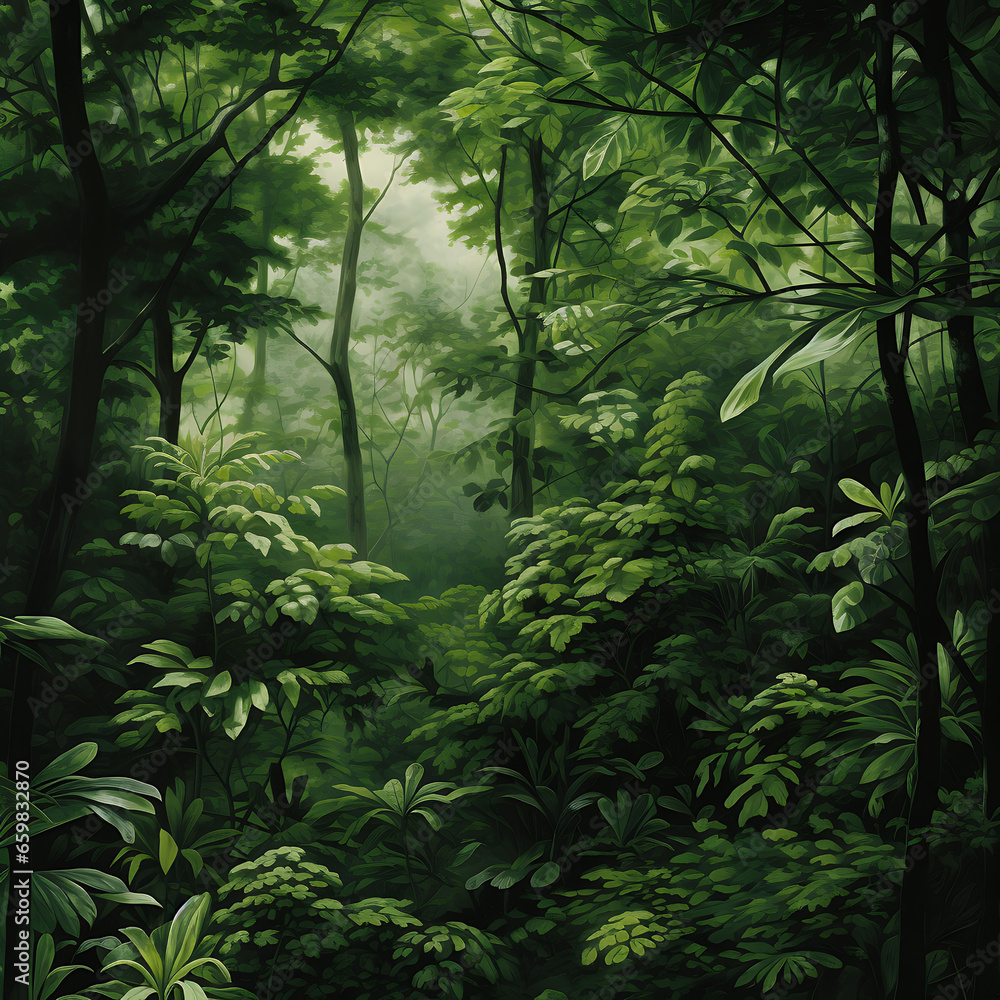 Heart of nature with forest canopy texture. The intricate play of light ...