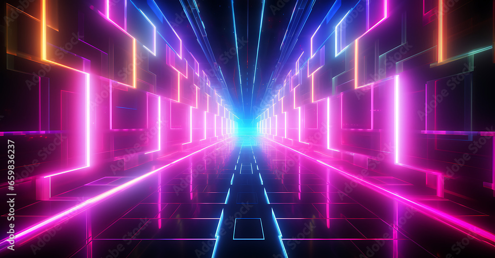 Electrifying neon lights background. Vivid hues of pink, blue, and ...
