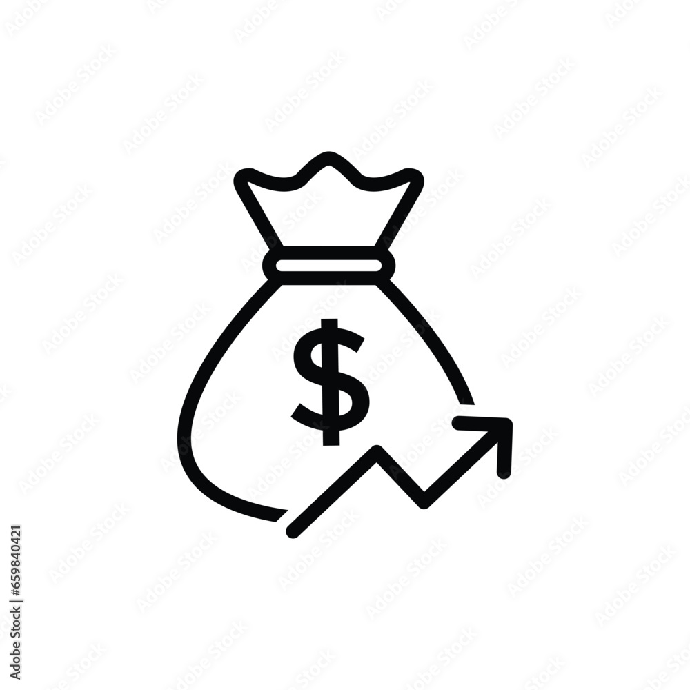 Cost rising outline icon. Clipart image isolated on white background ...