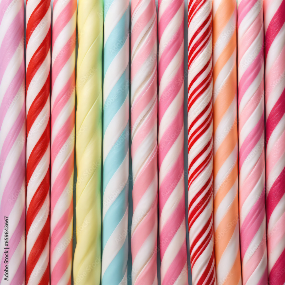 Candy Cane Lane christmas background. Pastel-colored candy canes ...