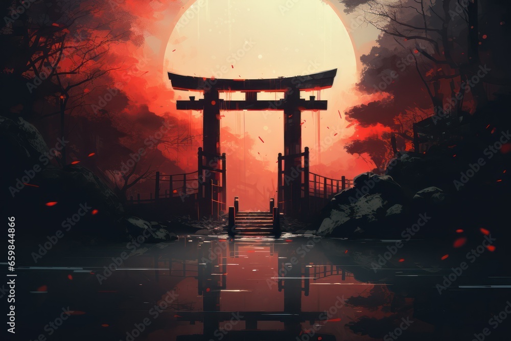 Torii gate, japanese torii gate, Torii Forest Background, Concept Art ...