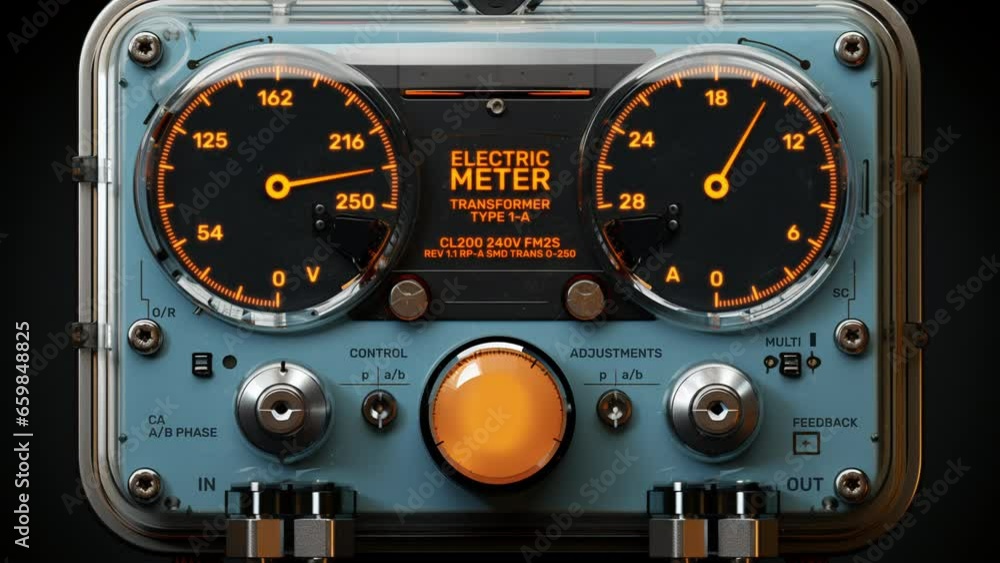 Retro-futuristic energy meter with analog display calculating ...