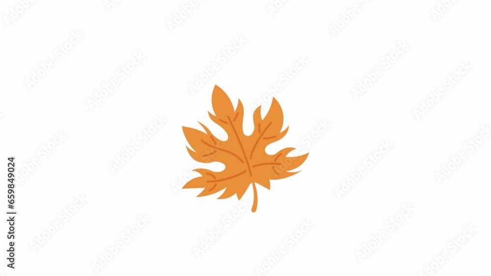 Autumnal maple leaf floating in air 2D object animation. Hello ...