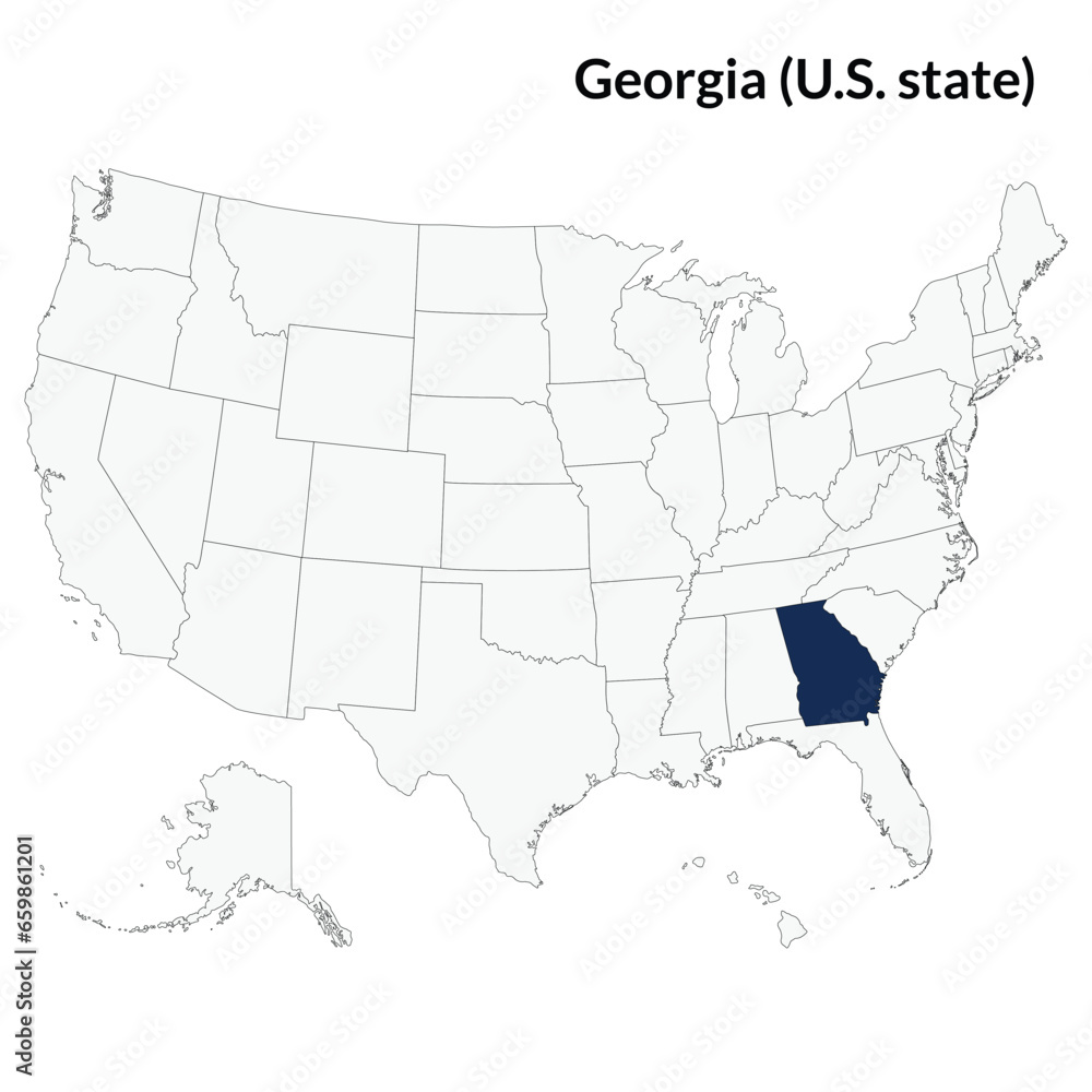 Map of the U.S. state Georgia. U.S. state Georgia map. USA map Stock ...