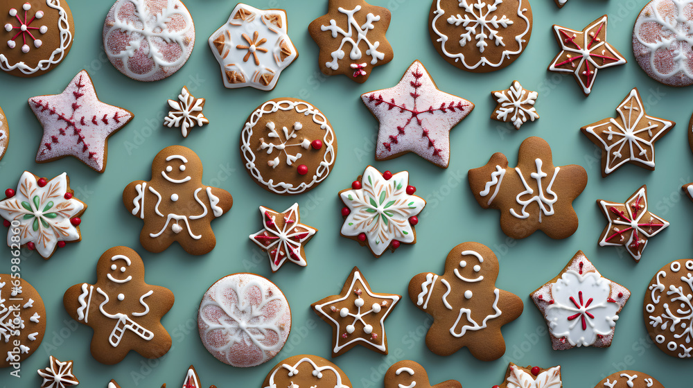 Capture the charm of gingerbread cookies arranged in delightful ...