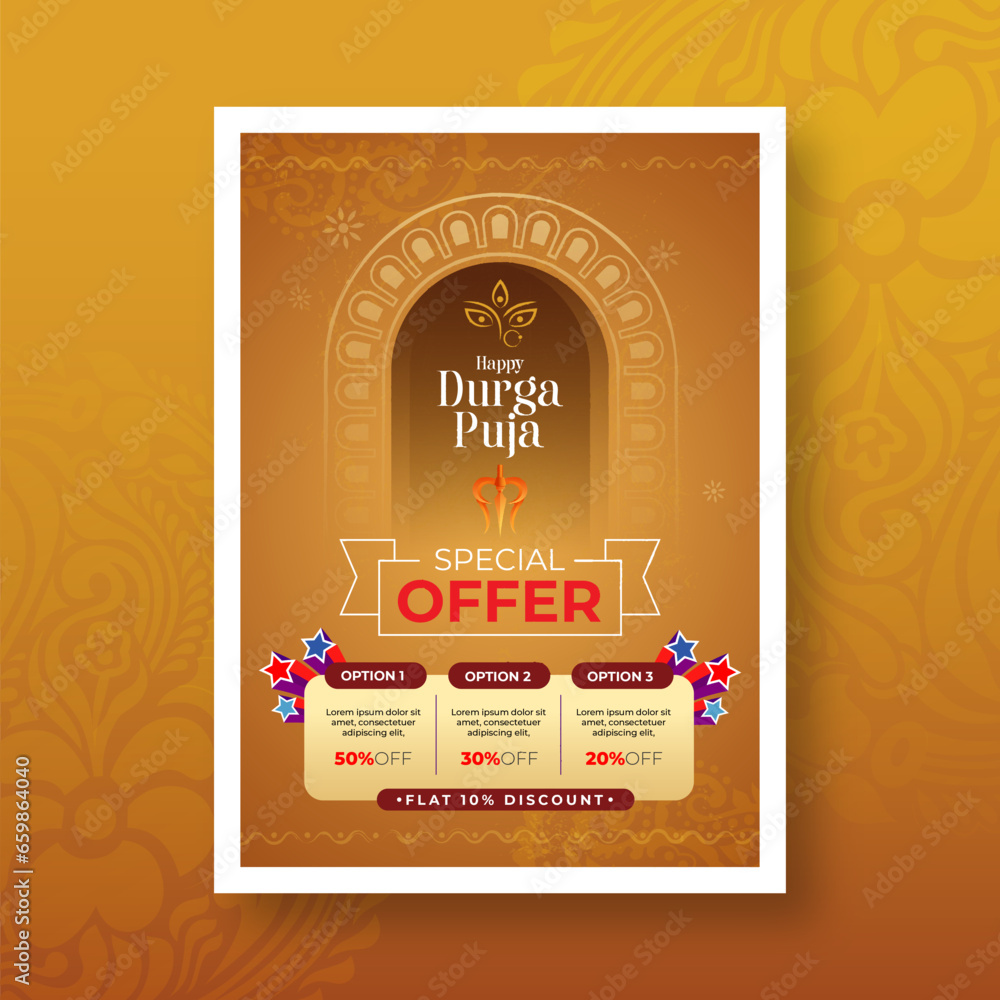 Durga Puja Offer Poster Design Layout Template, Festival Offer A4 ...