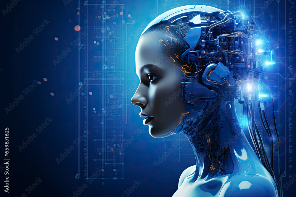 Chatbot beautiful female face low poly illustration. Artificial ...