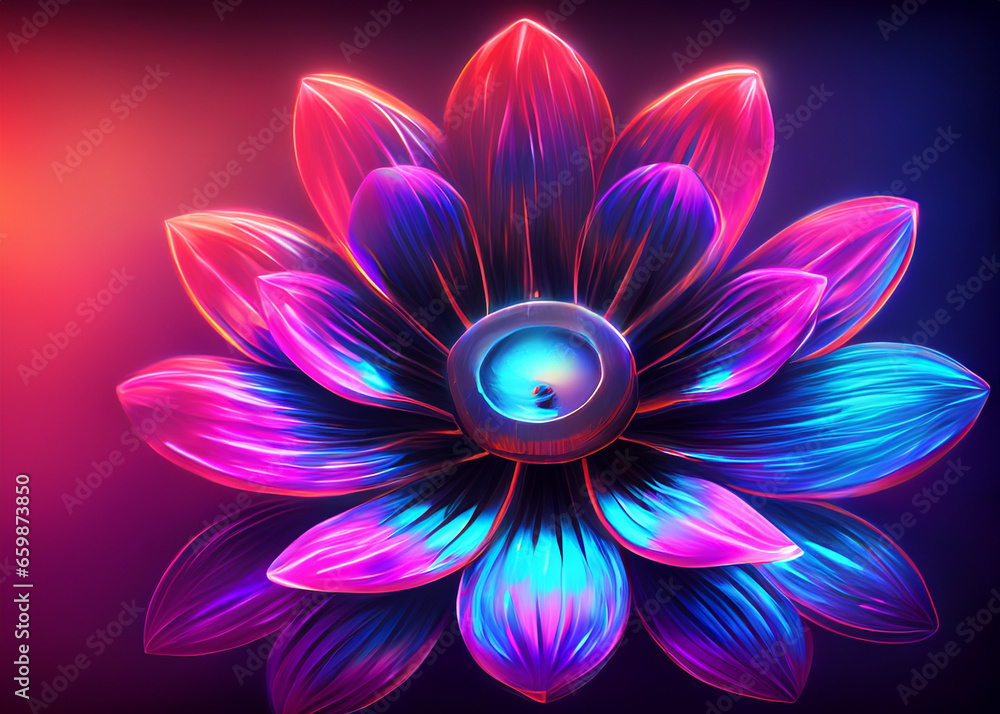 abstract futuristic flower background in bright vivid colours created with generative ai ...