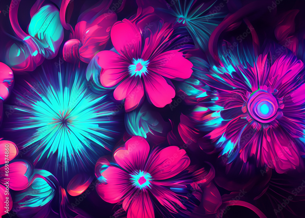 abstract futuristic flower background in bright vivid colours created ...