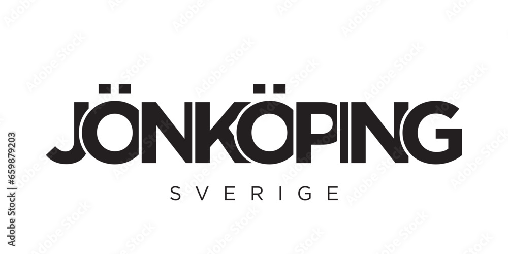 Jonkoping in the Sweden emblem. The design features a geometric style, vector illustration with ...