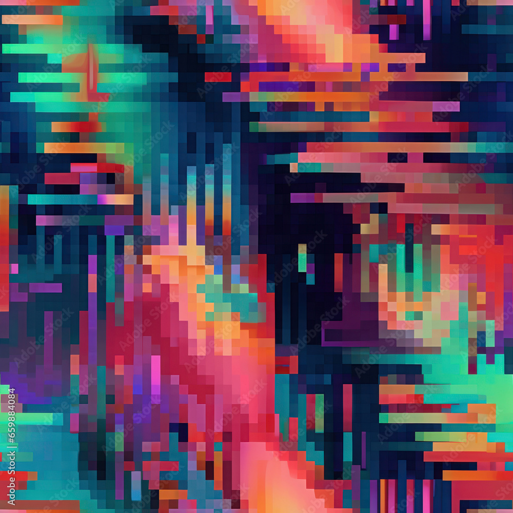 Abstract background with interlaced digital glitch and distortion ...