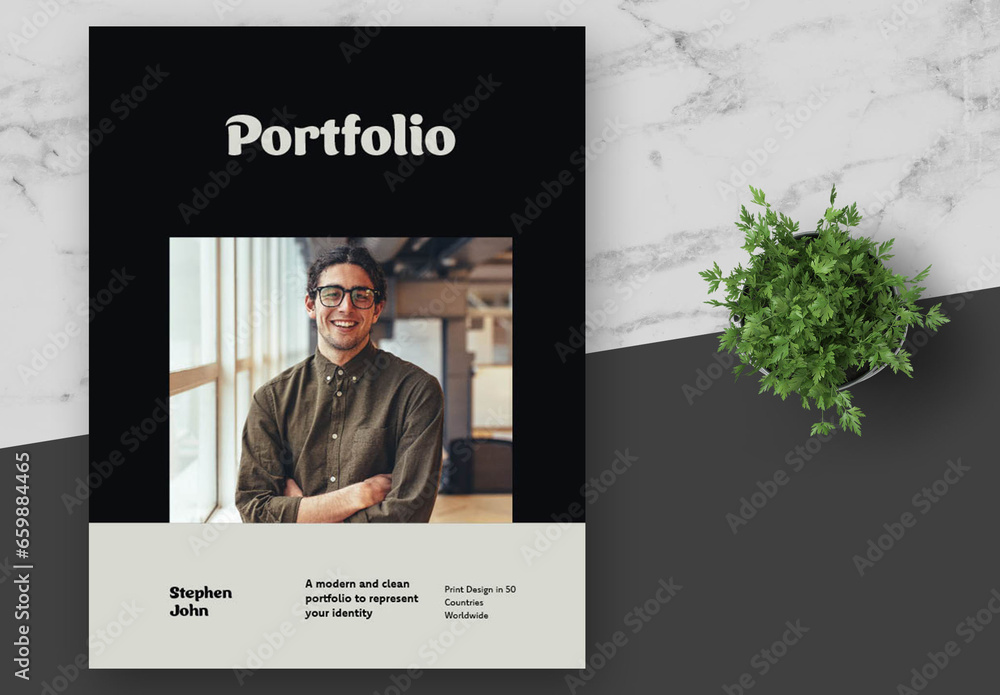 Black and Grey Modern and Clean Portfolio Stock Template | Adobe Stock