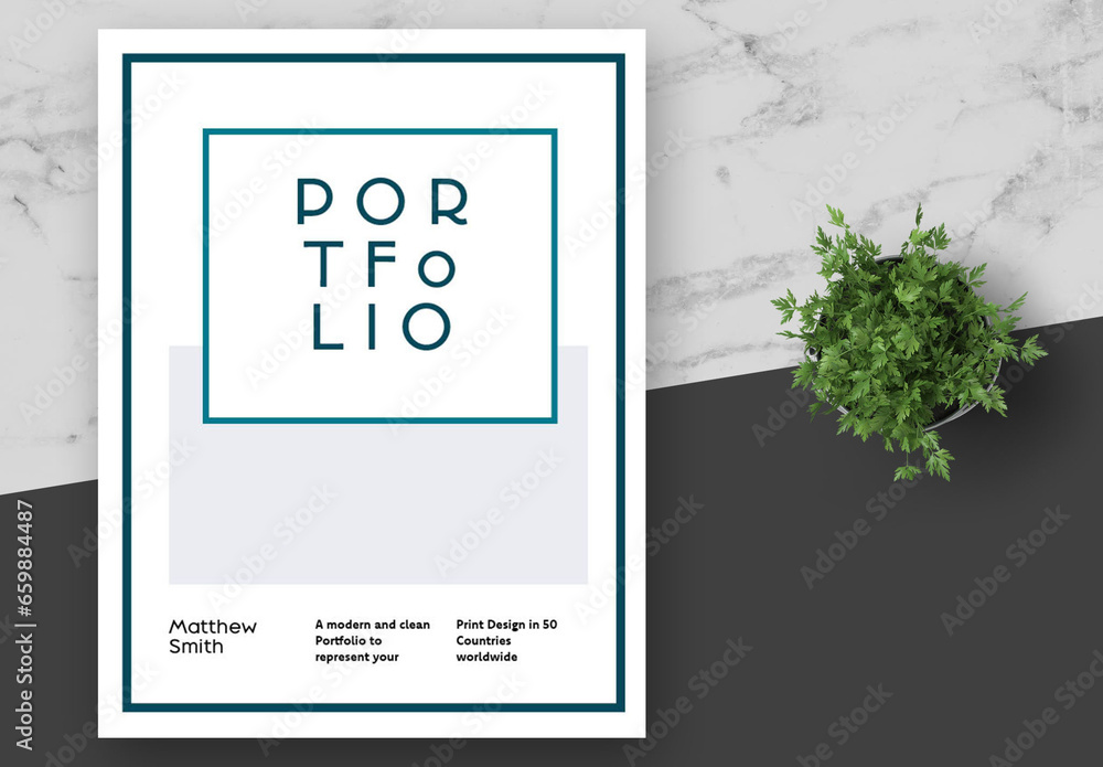 Green and White Modern Clean Portfolio Stock Template | Adobe Stock