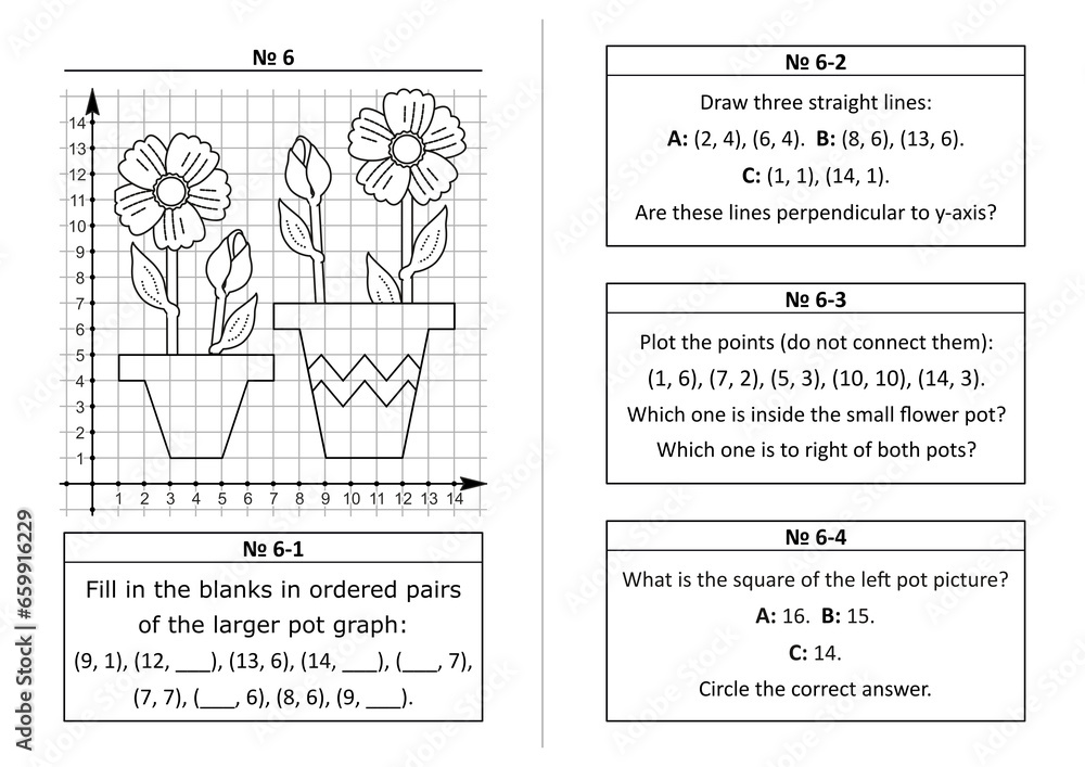 Coordinate plane learning quiz questions set 6. Two-page activity set ...