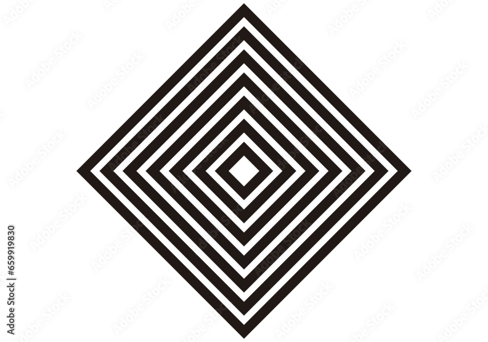 Icono de cuadrados concéntricos girados a 45 grados. Figura geométrica ...