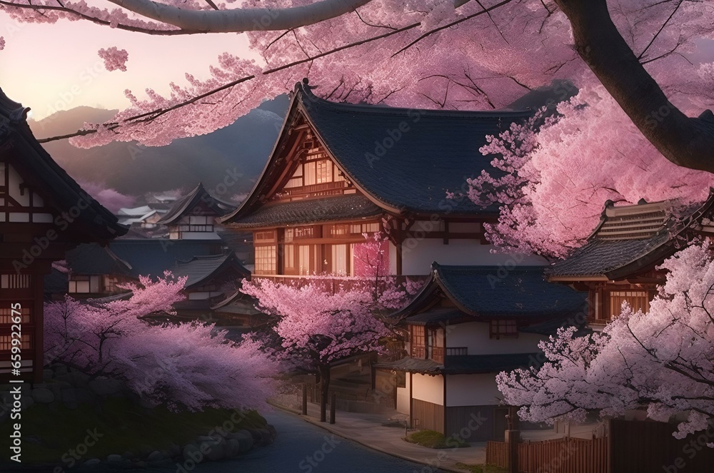 "Cherry Blossom Dream Japanese Village Discover the fleeting beauty of ...