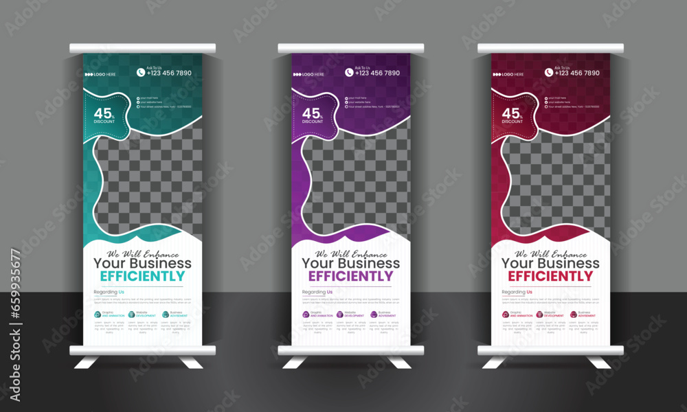 Creative business agency roll up banner design or pull up banner ...