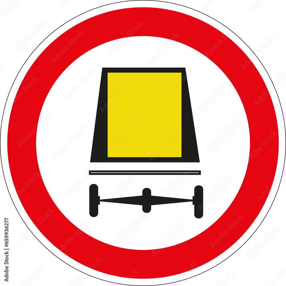 Panneau routier français: Accès interdit aux véhicules transportant des ...