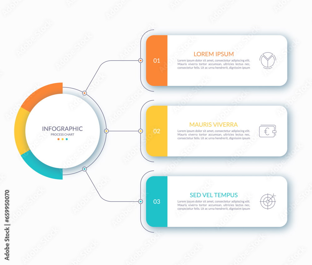 Infographic chart with 3 steps, parts, options. Clean minimalistic ...