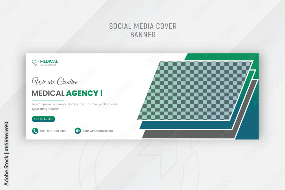 Vector modern medical theme linkedin healthcare and hospital facebook ...