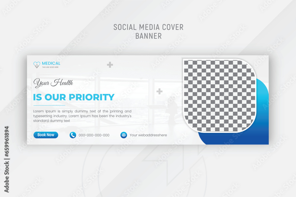 Vector modern medical theme linkedin healthcare and hospital facebook ...