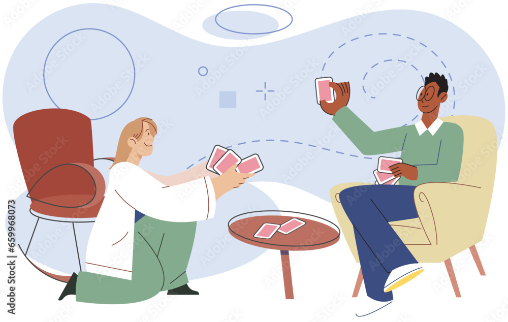 Game together. Family fun. Friendship time. Vector illustration. People ...