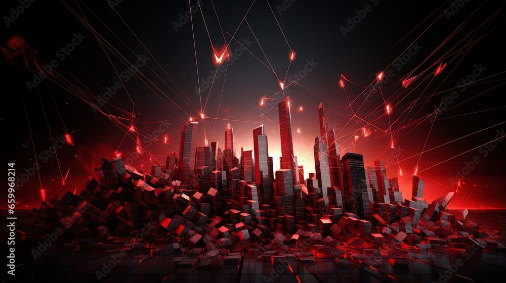 Red Alarming graph going down arrows showing market crash background ... Red Alarming graph going down arrows showing market crash background ...