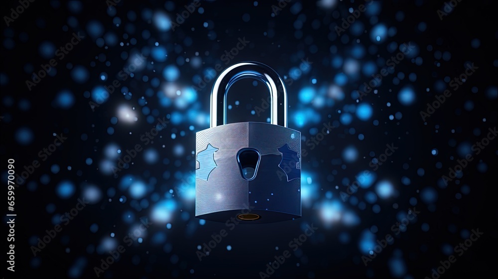Isolated outline icon of a padlock surrounded by stars representing the ...