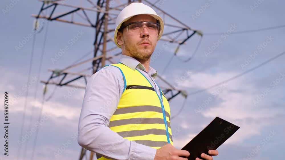 Electrical technician at a power plant. Electrical distribution ...