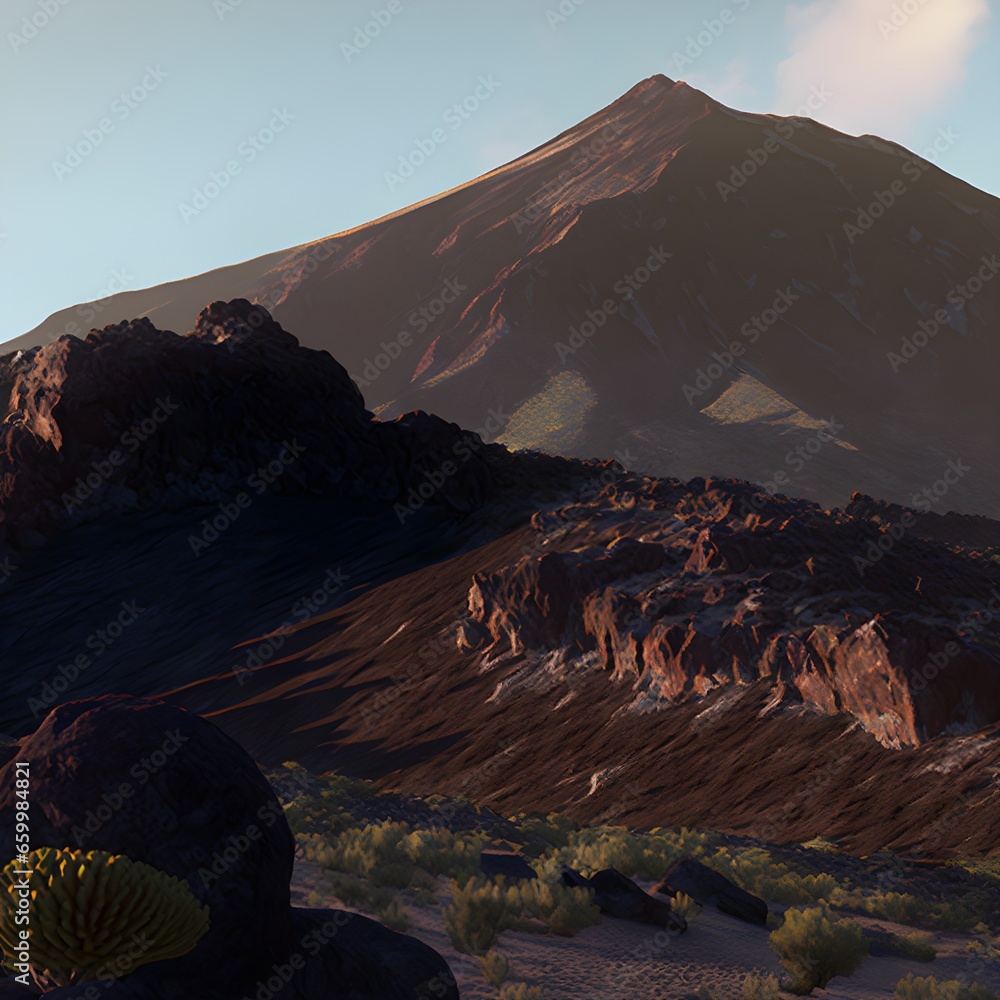 Tenerife isle volcano Teide landscape zeiss lens photorealistic ...