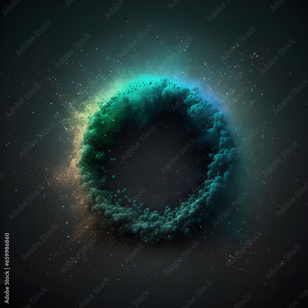 Cinema 4d style rendering of a circle made from dust particles ...