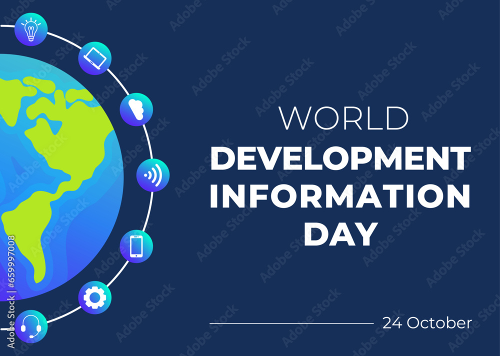 World development information day on 24 October Vector illustration ...